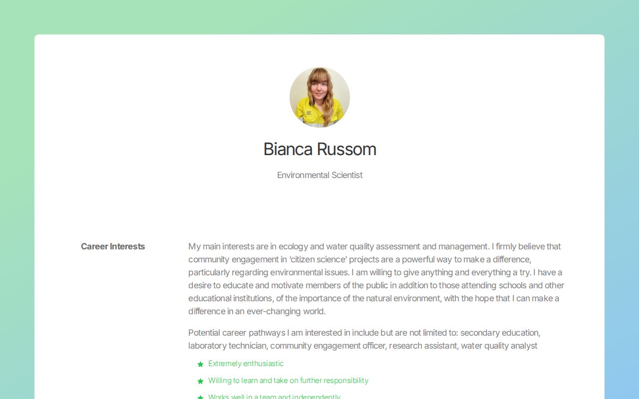 Bianca Russom Online CV